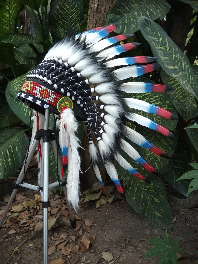 Custom Order Real Feather Chief Indian Headdress Replica, Native ...