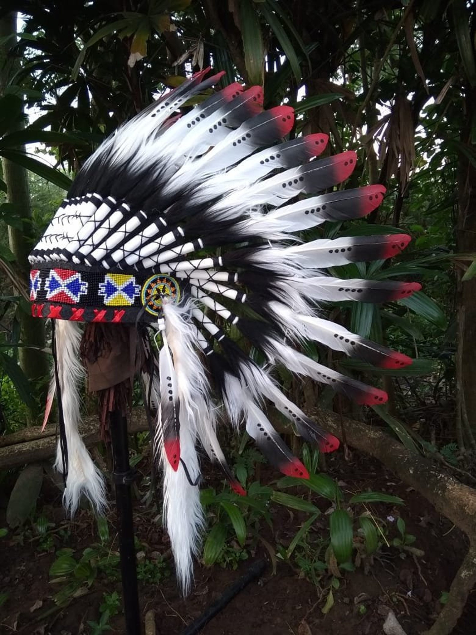 Custom Order Real Feather Chief Indian Headdress Replica, Native ...