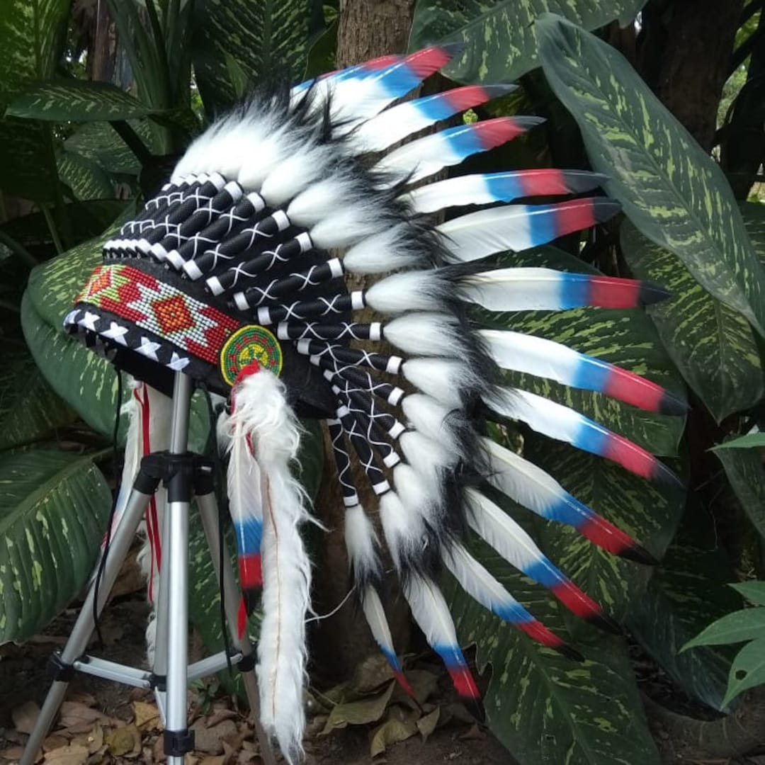 Custom Order Real Feather Chief Indian Headdress Replica, Native ...