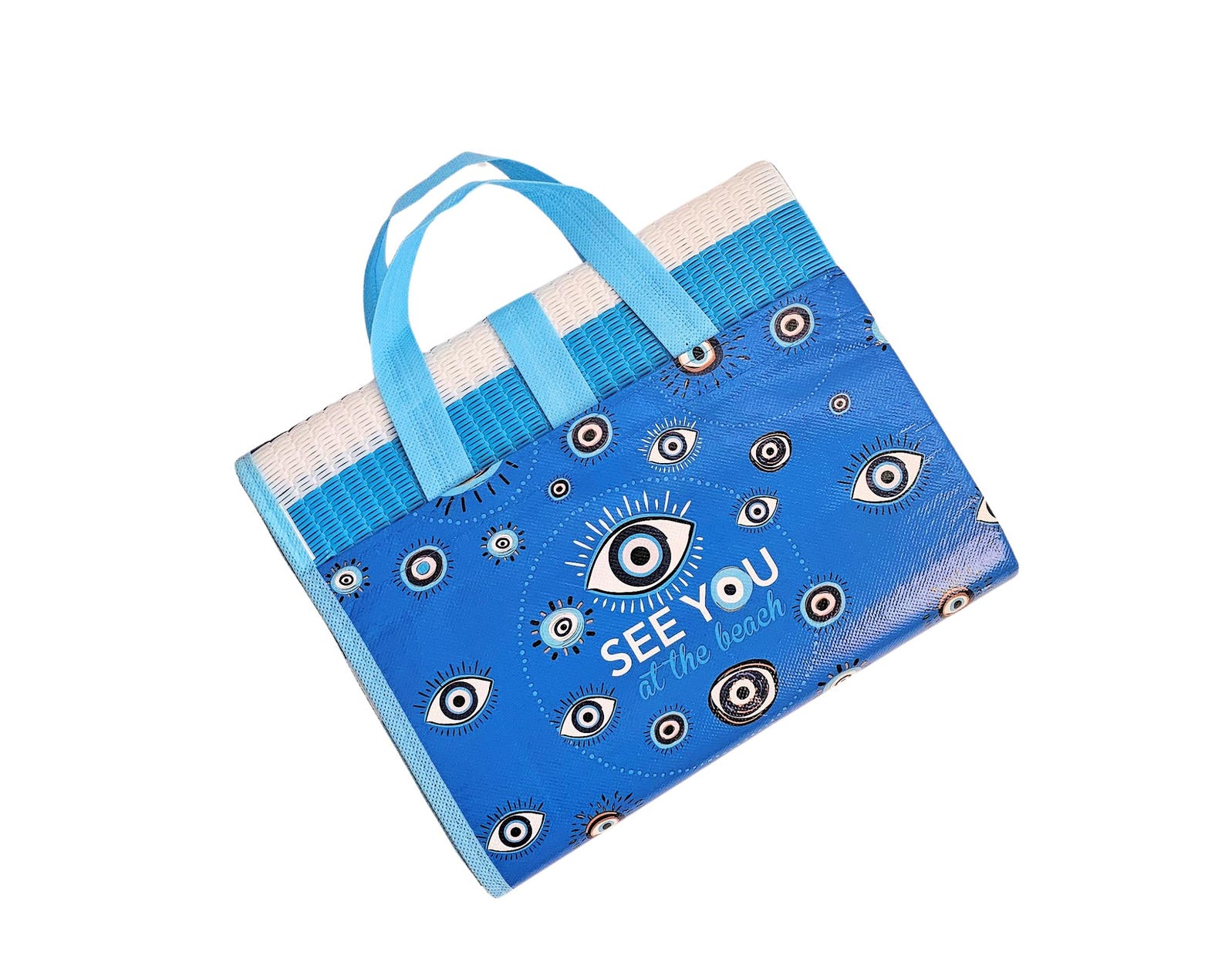 Foldable Beach Mat With Pillow Evil Eye Print for Beach Camping Grass ...