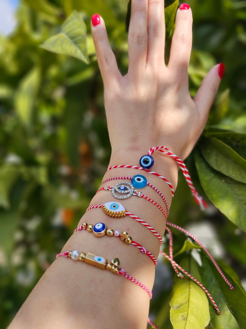 Martenitsa Bracelet With EVIL EYE Charm Μαρτιάτικο Spring March Martis ...