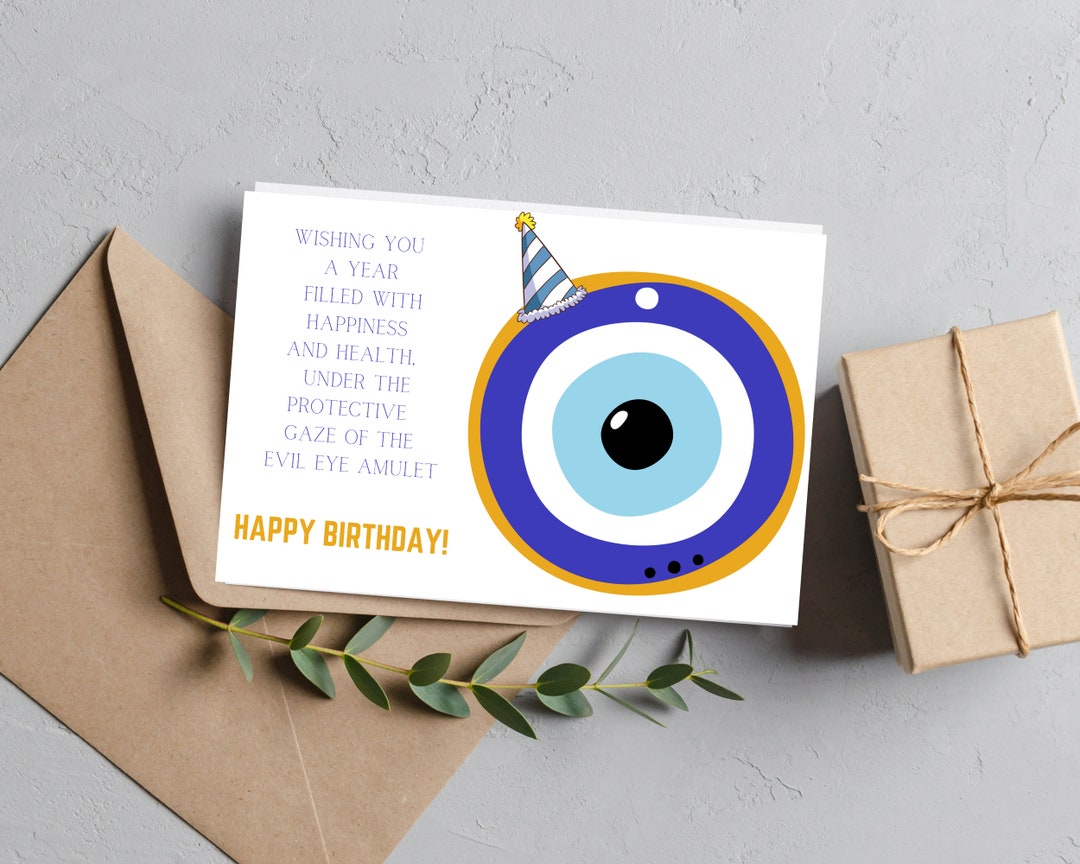 Happy Birthday Postcard With EVIL EYE Spiritual Greek Protective ...