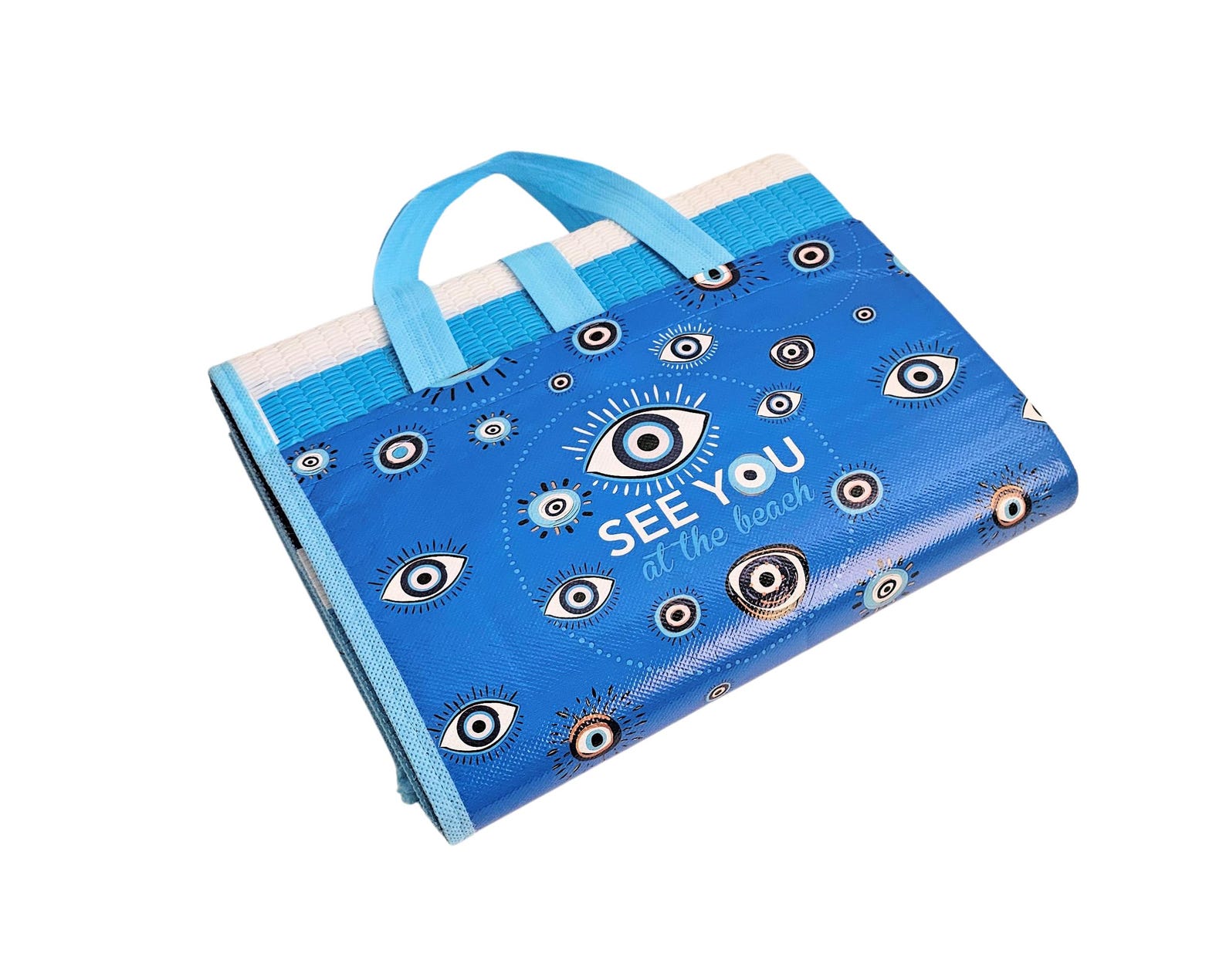 Foldable Beach Mat With Pillow Evil Eye Print for Beach Camping Grass ...