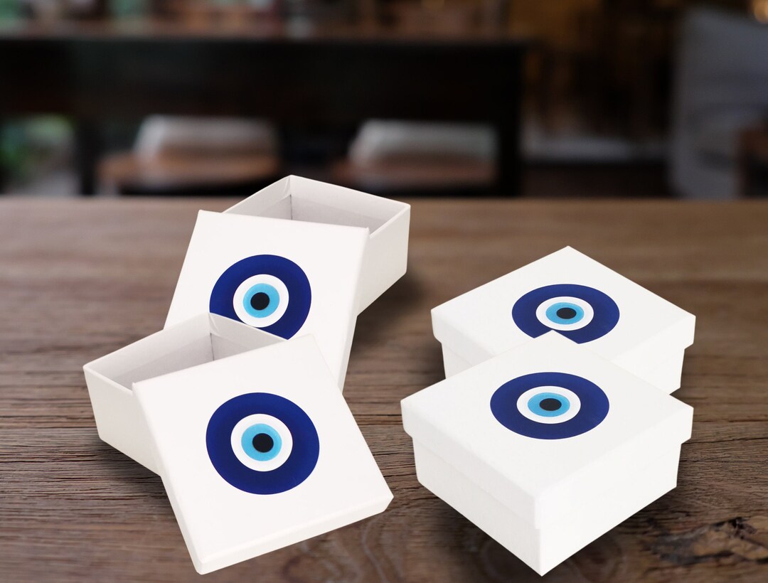 EVIL EYE Favor Gift Boxes Set White Blue Greek Traditional Small ...