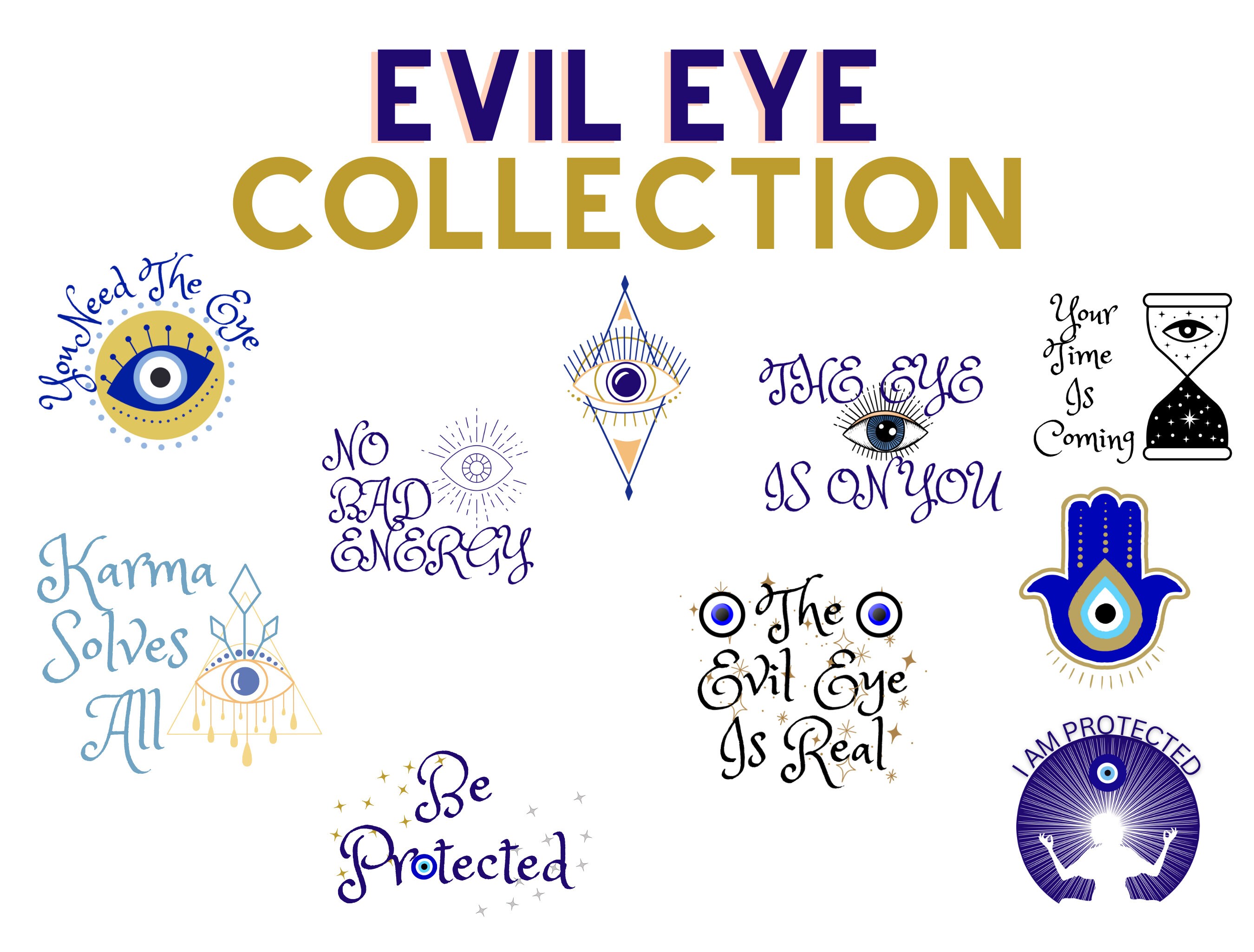 EVIL EYE Svg Png BUNDLE Inspirational Motivational Spiritual Greek Blue ...