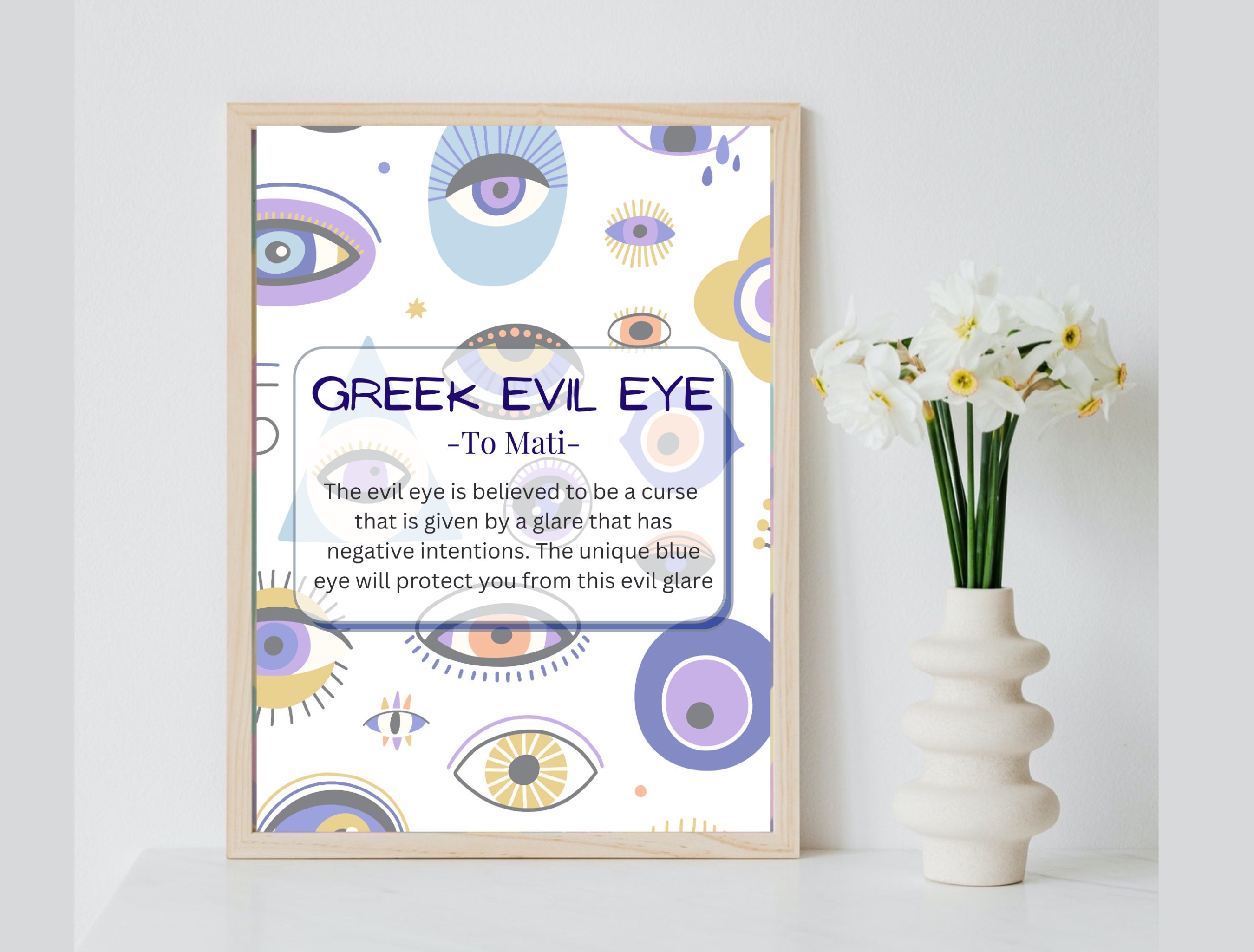 EVIL EYE Wall Art PRINTABLE Greek Mati Definition Positive - Etsy