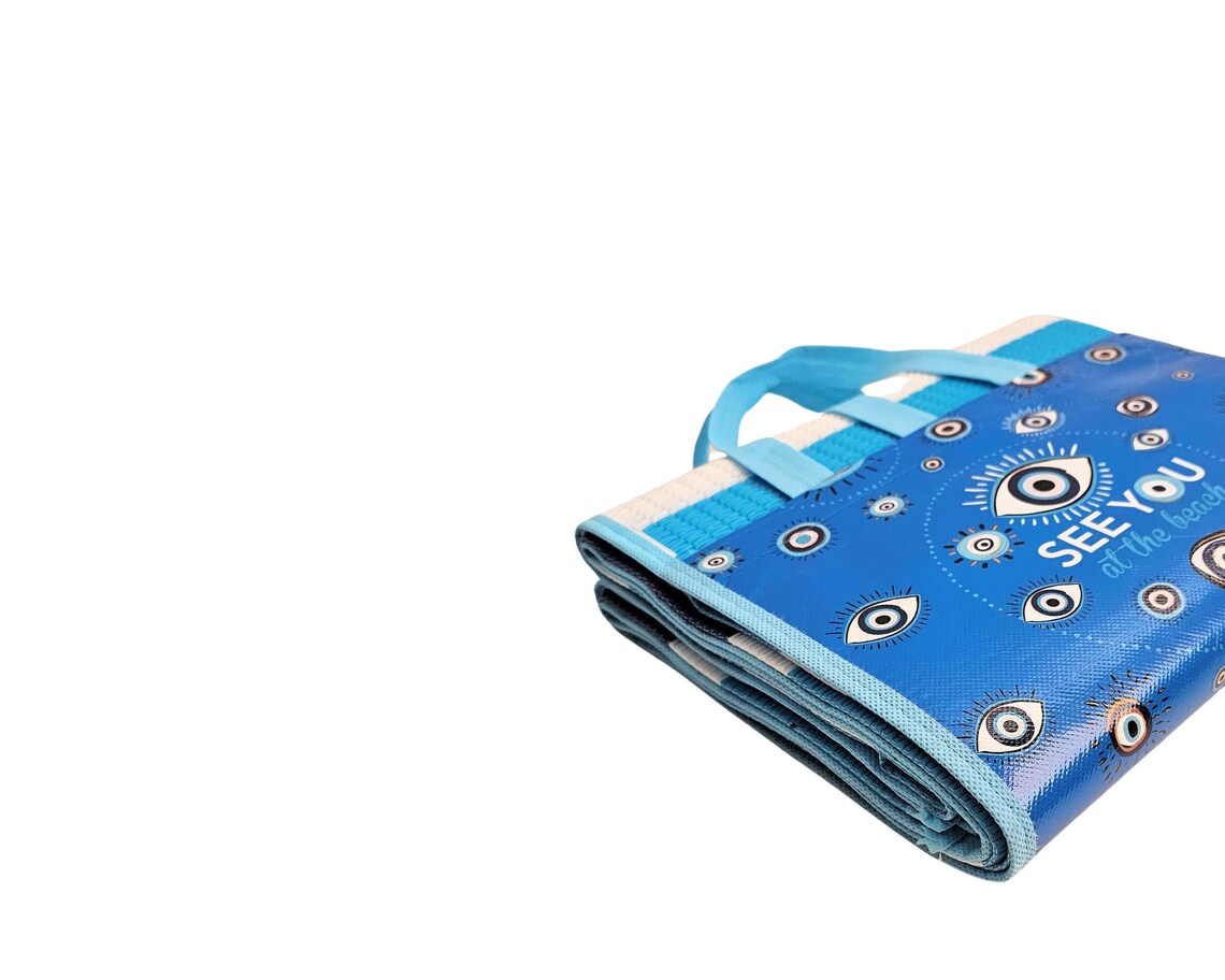 Foldable Beach Mat With Pillow Evil Eye Print for Beach Camping Grass ...