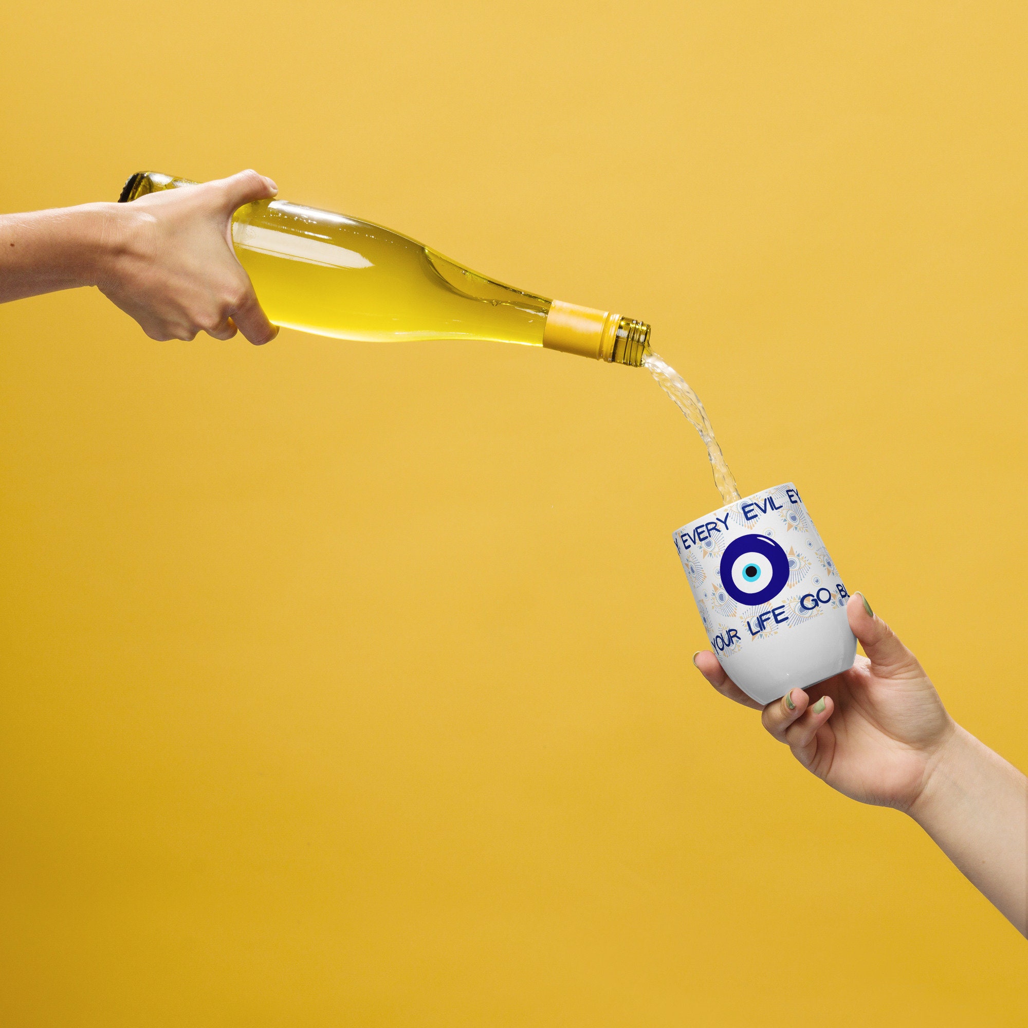 EVIL EYE Wine Tumbler With Lid Blue Protective Spiritual Blue Eye ...