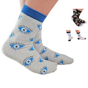 Socks With EVIL EYE Embroidery Cozy Cute Casual Unisex Xmas Crew Socks ...