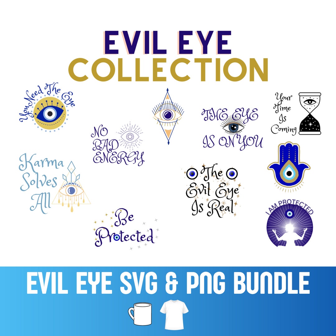 EVIL EYE Svg Png BUNDLE Inspirational Motivational Spiritual Greek Blue ...