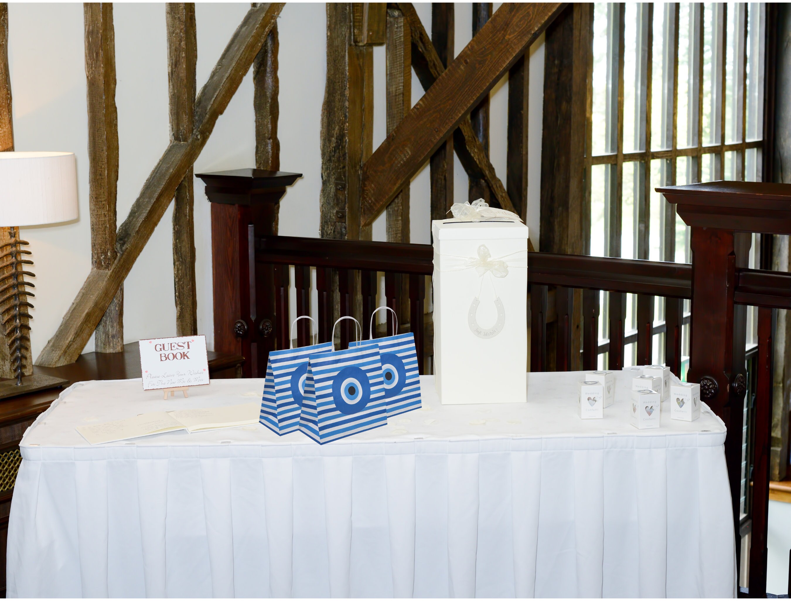 EVIL EYE Gift Bag With Handle White Blue Greek Traditional Spiritual ...