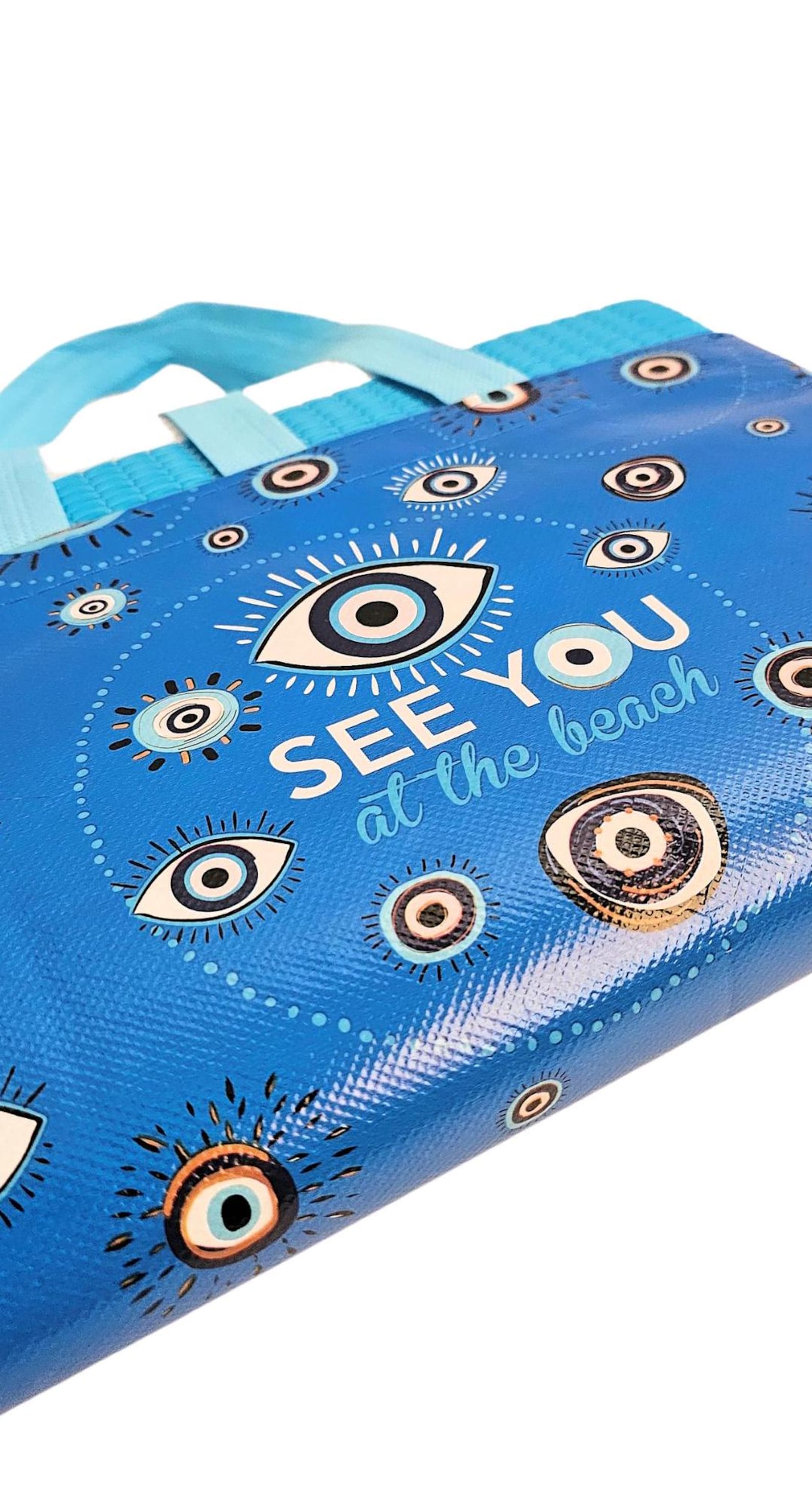 Foldable Beach Mat With Pillow Evil Eye Print for Beach Camping Grass ...