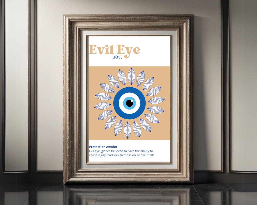 EVIL EYE Wall Art PRINTABLE Protection Amulet Brown Retro Mid Century ...