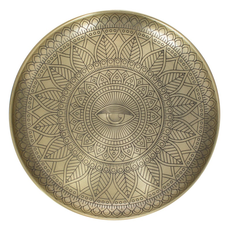 EVIL EYE TRAY Brass Engraved Mandala Botanical Boho Statement - Etsy