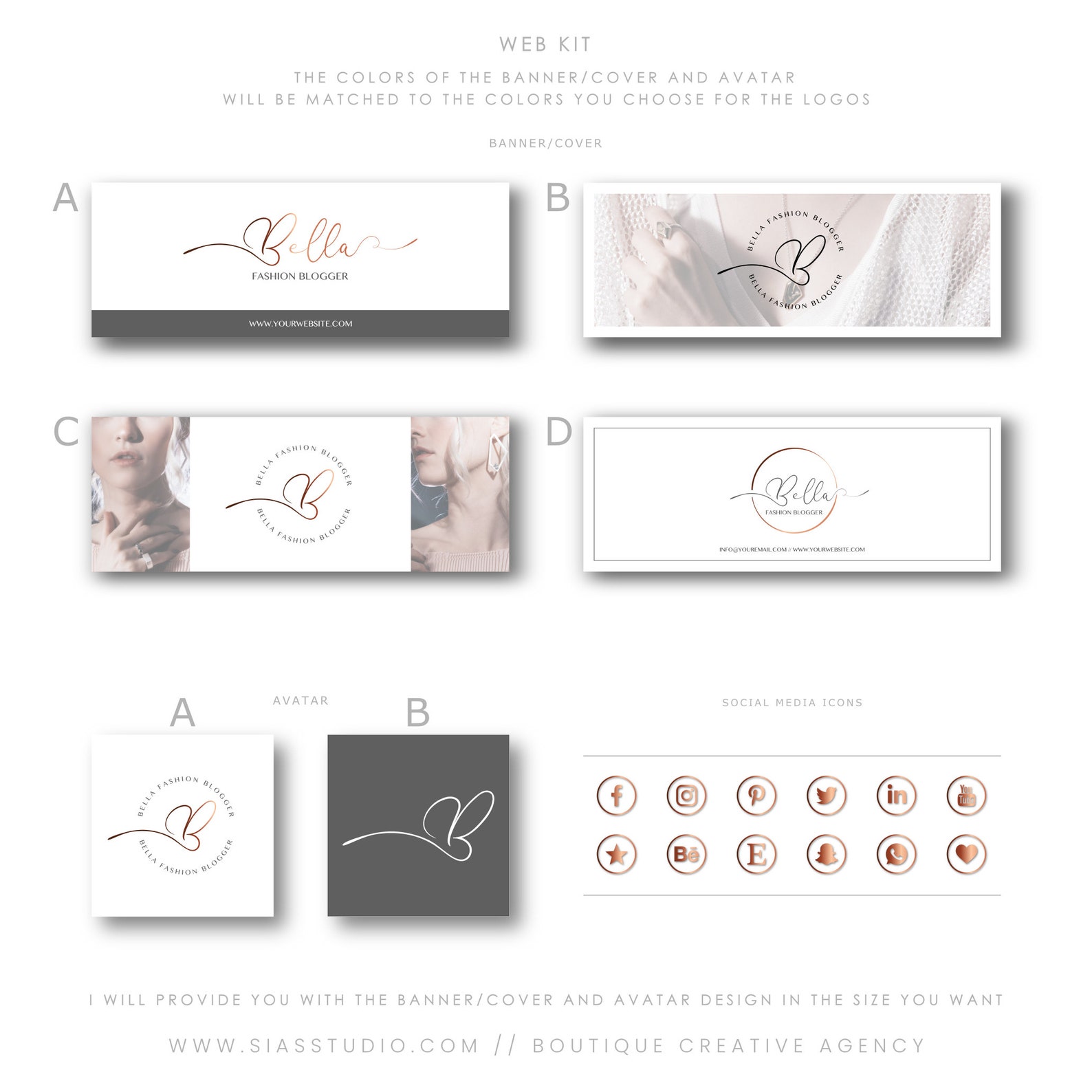 Logo Design Package, Calligraphic Style Logo, Female Logo Design ...