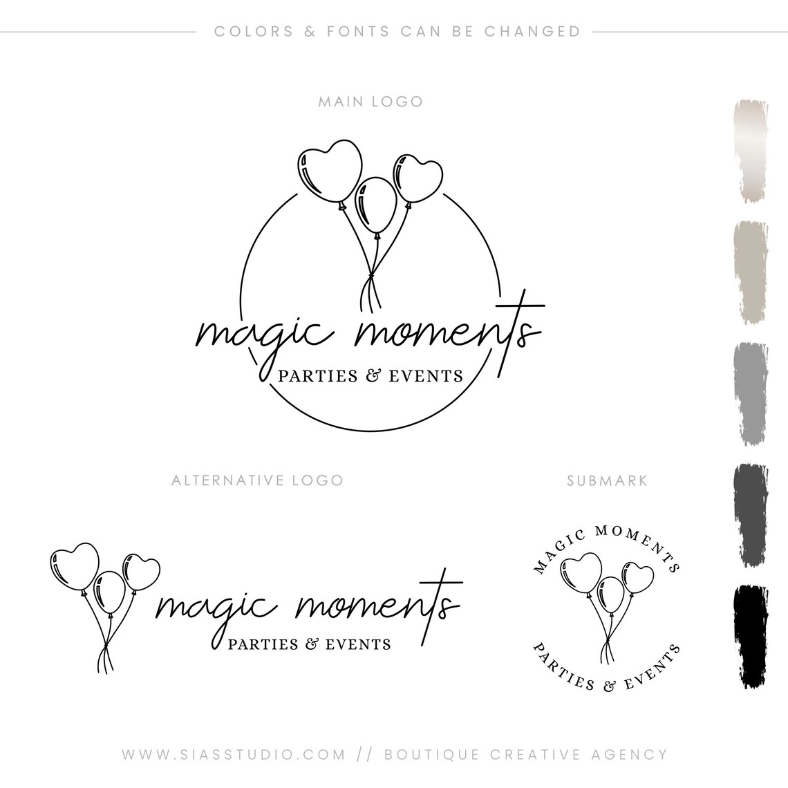 Customizable Branding Package, Logo Design Kit, Parties and Events Logo ...