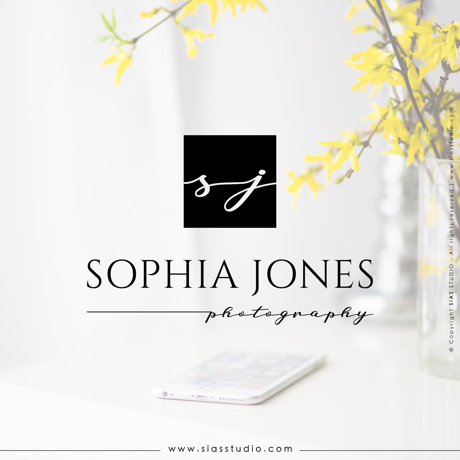 Photography logo design Logo with calligraphic initials | Etsy