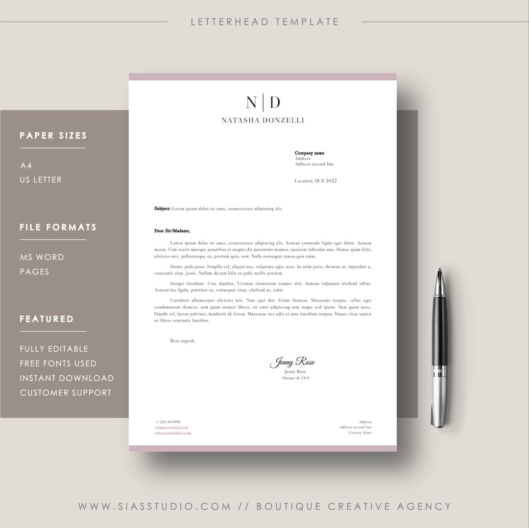 Letterhead Word Template, Letterhead Pages Template, Letterheader ...