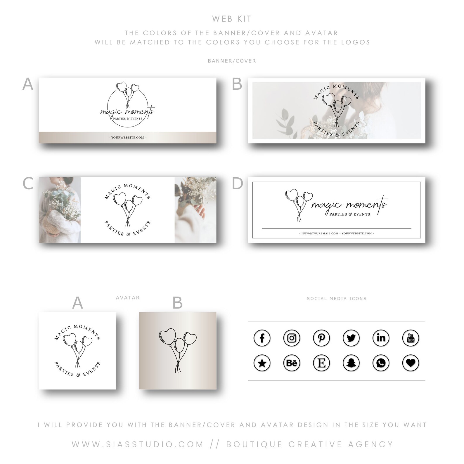 Customizable Branding Package, Logo Design Kit, Parties and Events Logo ...