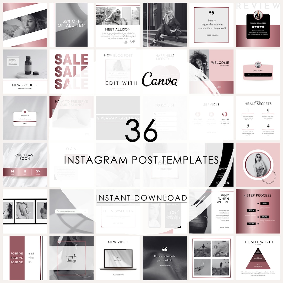 36 Instagram Post Templates, Instagram Feed, Social Media Templates ...