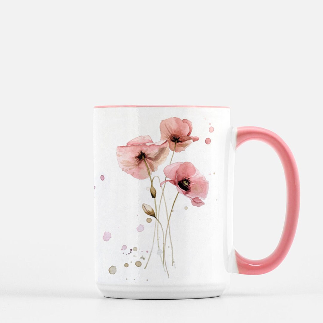 Poppy Flower Morning Mug Watercolor Gifts Coffee Mug Poppy | Etsy