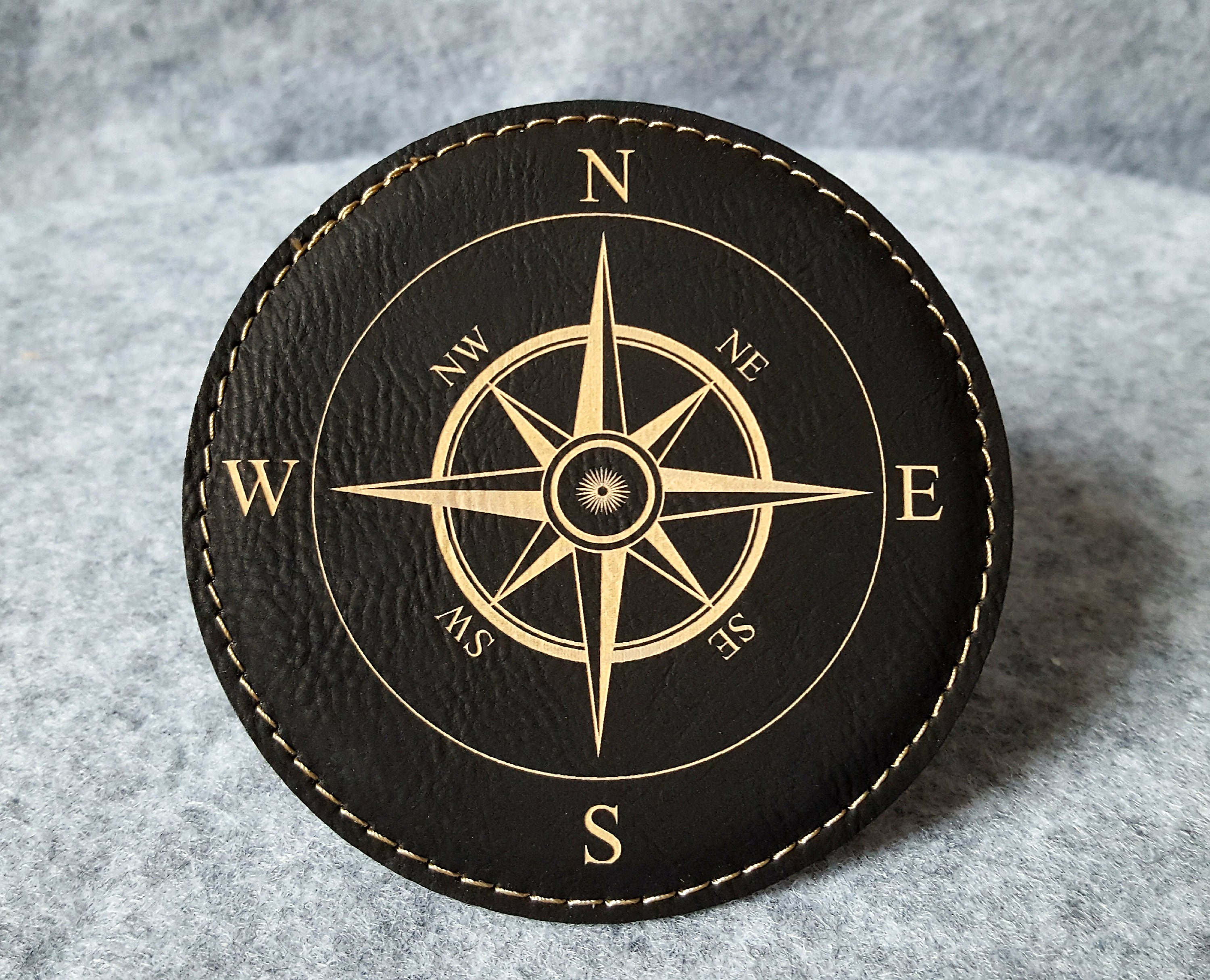 Leather Nautical Compass Coasters Set of 6 W/ Coaster - Etsy