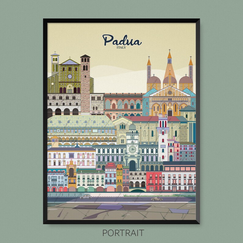 Padua Italy Travel Poster City Print Basilica Sketch - Etsy