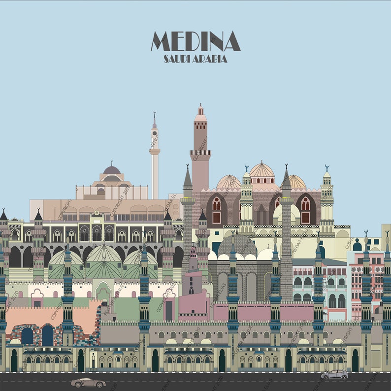 Medina Saudi Arabia Travel Poster City Print Mosque - Etsy