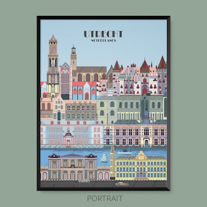 Utrecht, Netherlands, Travel Poster, City Print, Castle Illustration ...