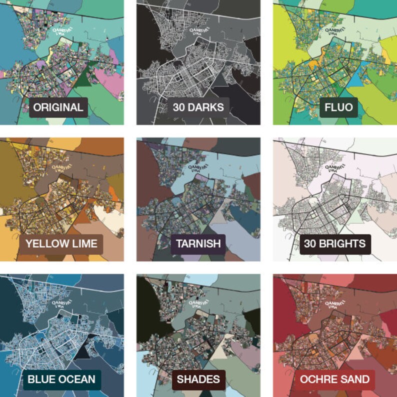 Qamishli Syria Map Print Qamishlo Modern Contemporary | Etsy