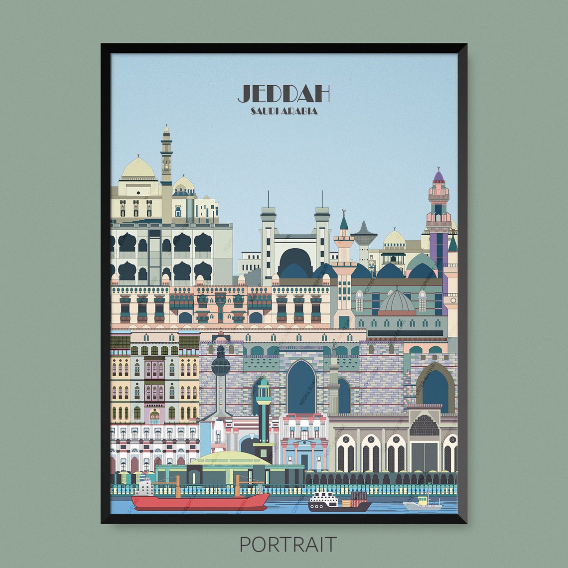 Jeddah Saudi Arabia Travel Poster City Print Museum - Etsy Canada