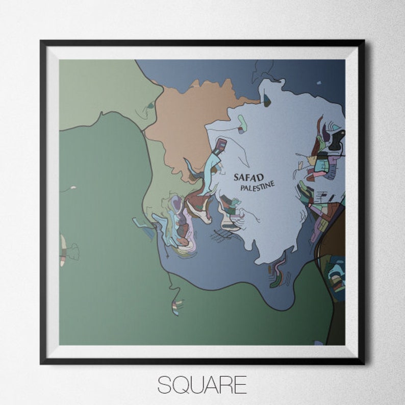 Safad Palestine Map Print Modern Contemporary Chroma Color | Etsy
