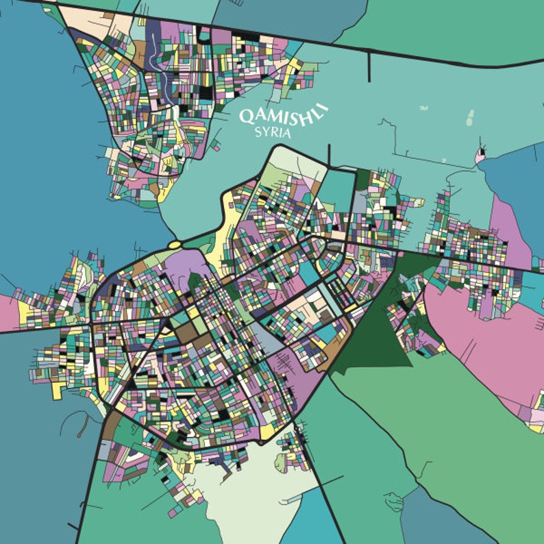 Qamishli Syria Map Print Qamishlo Modern Contemporary | Etsy
