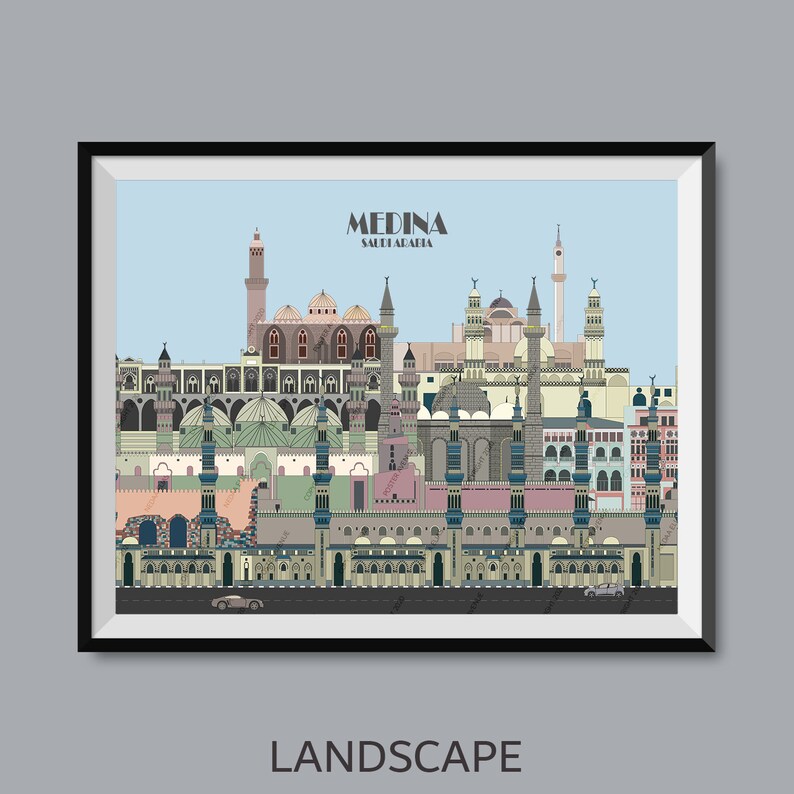 Medina Saudi Arabia Travel Poster City Print Mosque - Etsy