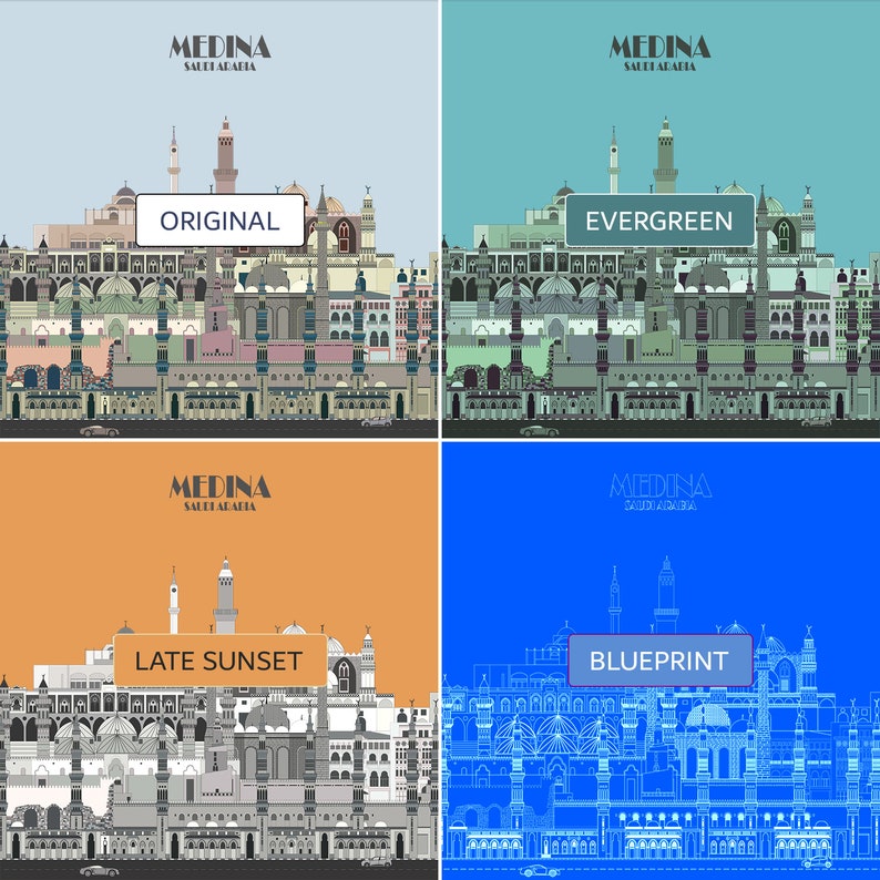 Medina Saudi Arabia Travel Poster City Print Mosque - Etsy
