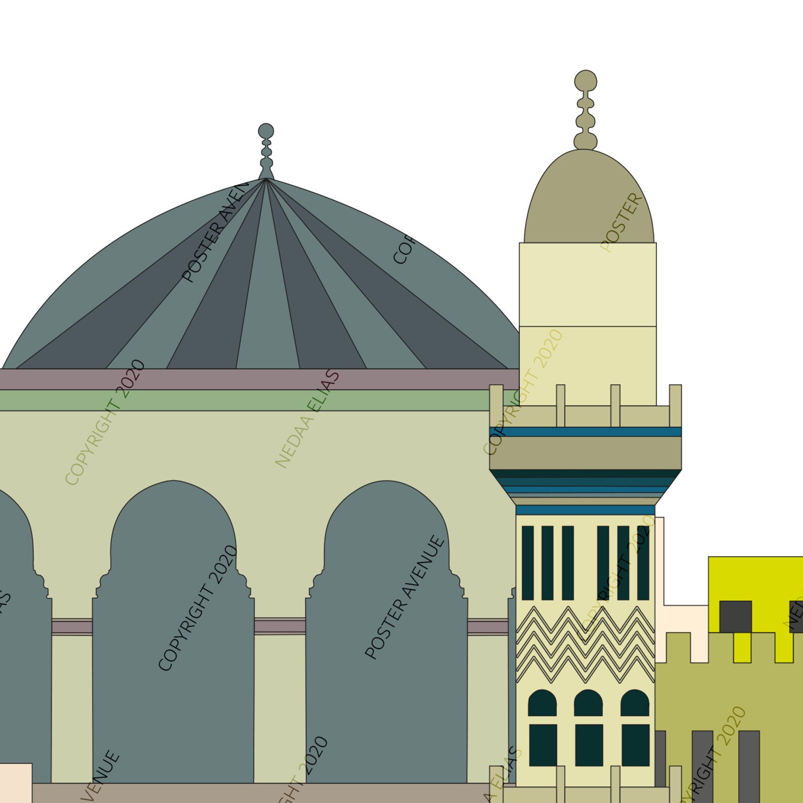 Muscat Oman Travel Poster City Print Mosque Drawing Opera - Etsy