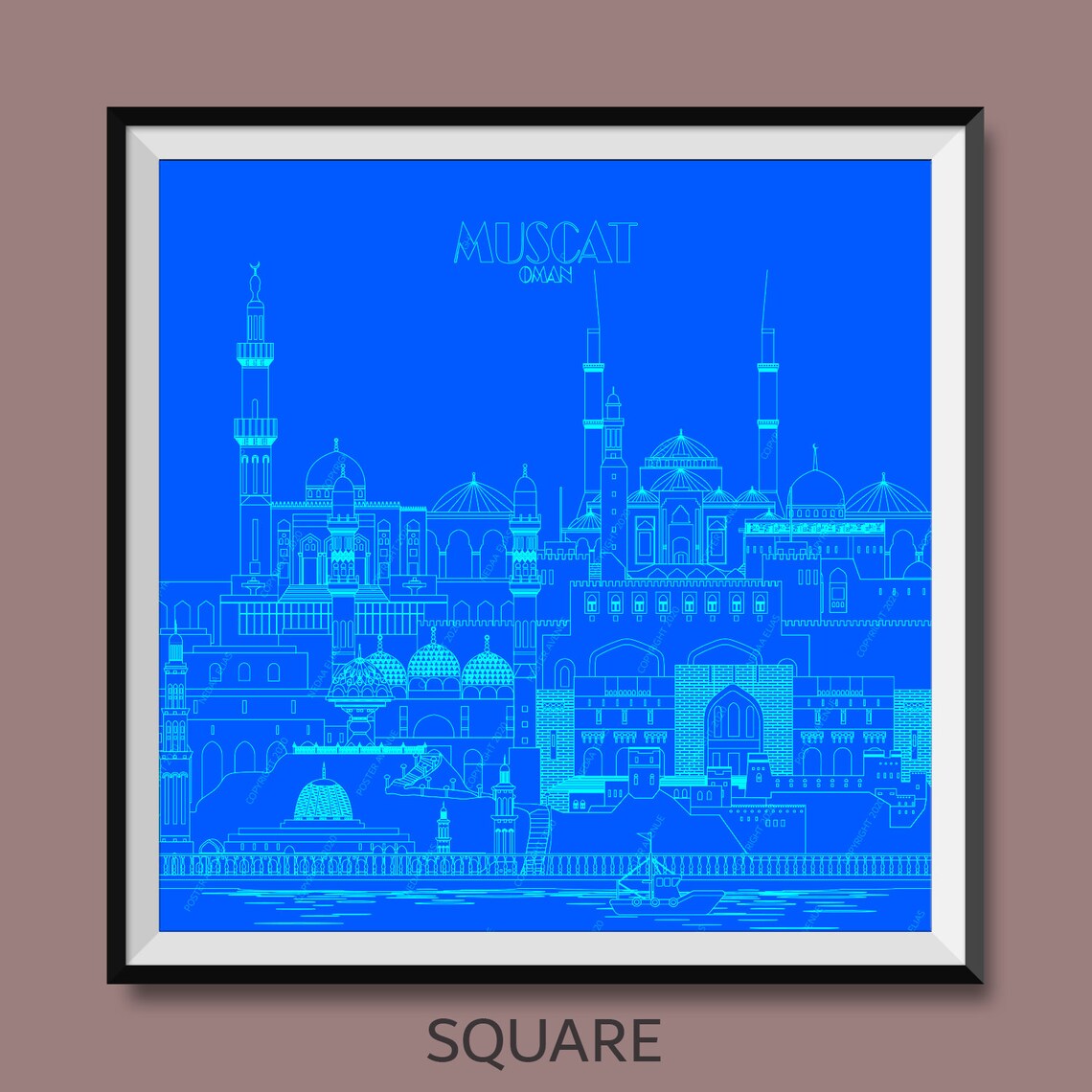 Muscat Oman Travel Poster City Print Mosque Drawing Opera - Etsy