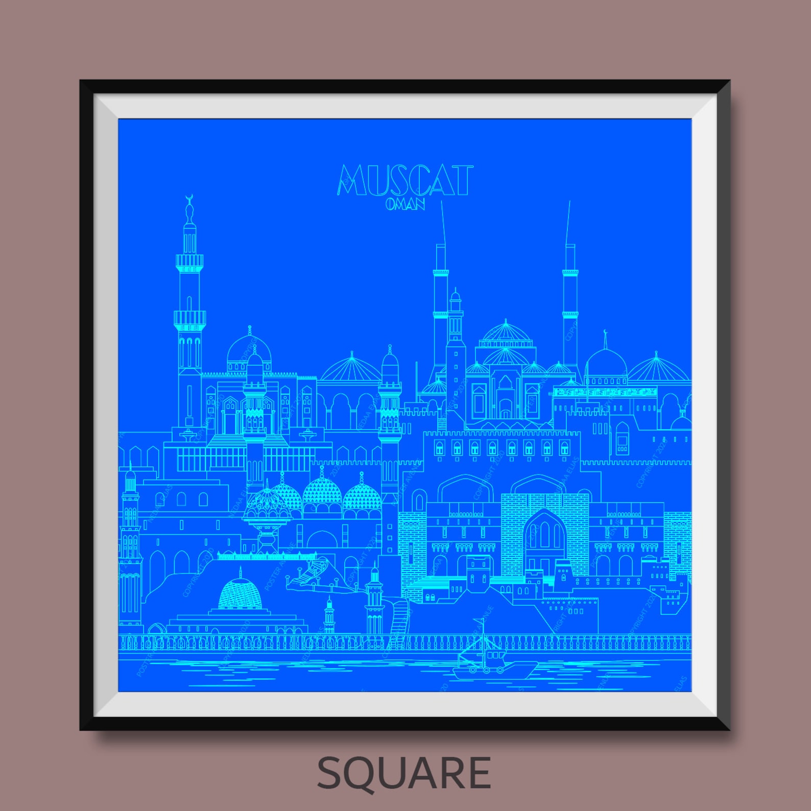 Muscat Oman Travel Poster City Print Mosque Drawing Opera - Etsy