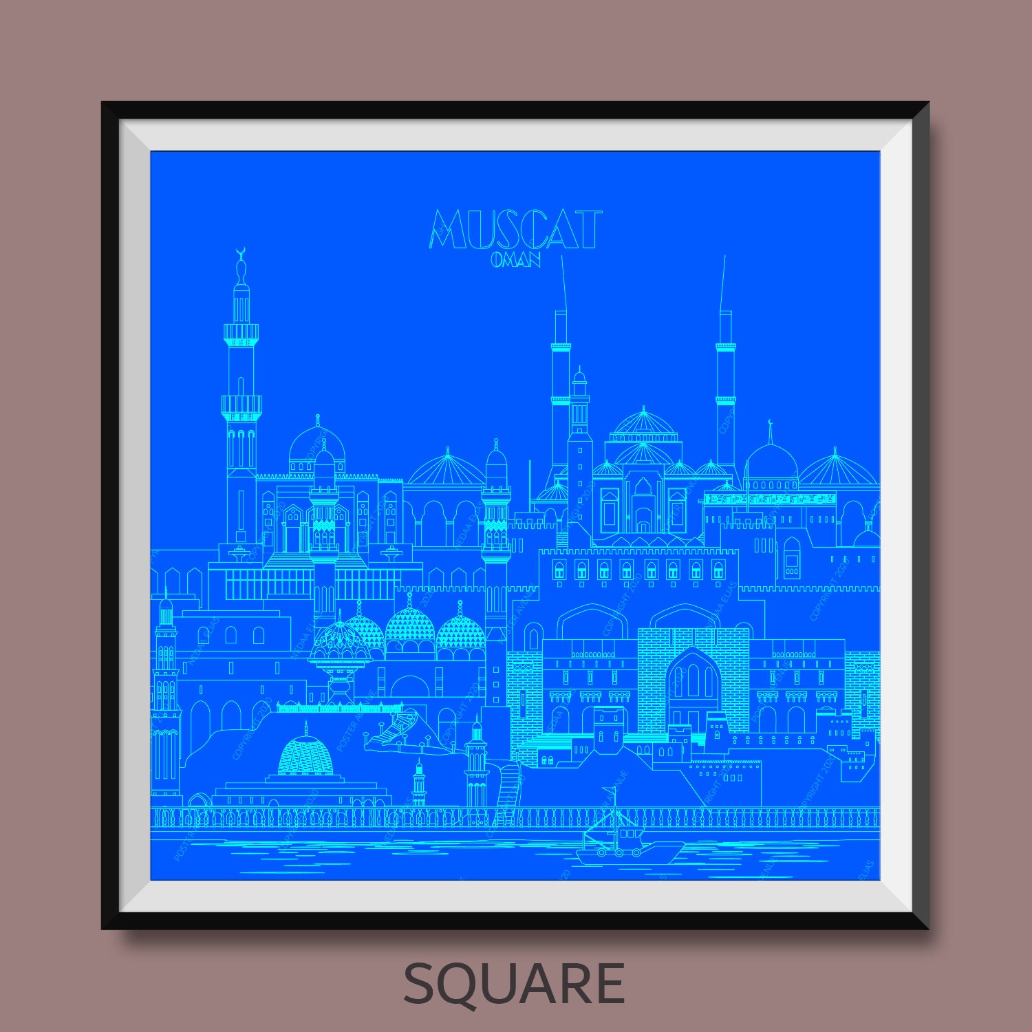 Muscat Oman Travel Poster City Print Mosque Drawing Opera | Etsy