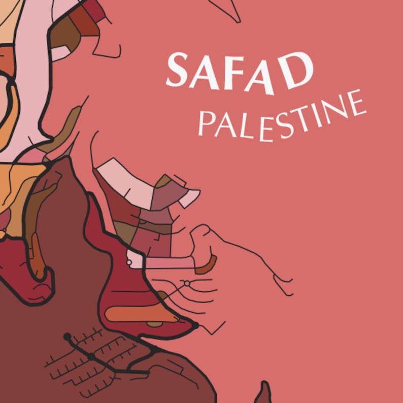 Safad Palestine Map Print Modern Contemporary Chroma Color | Etsy
