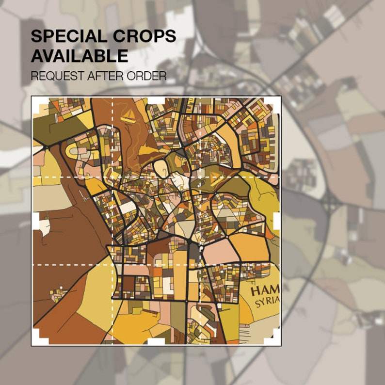 Hama Syria Map Print Modern Contemporary Chroma Color Map | Etsy