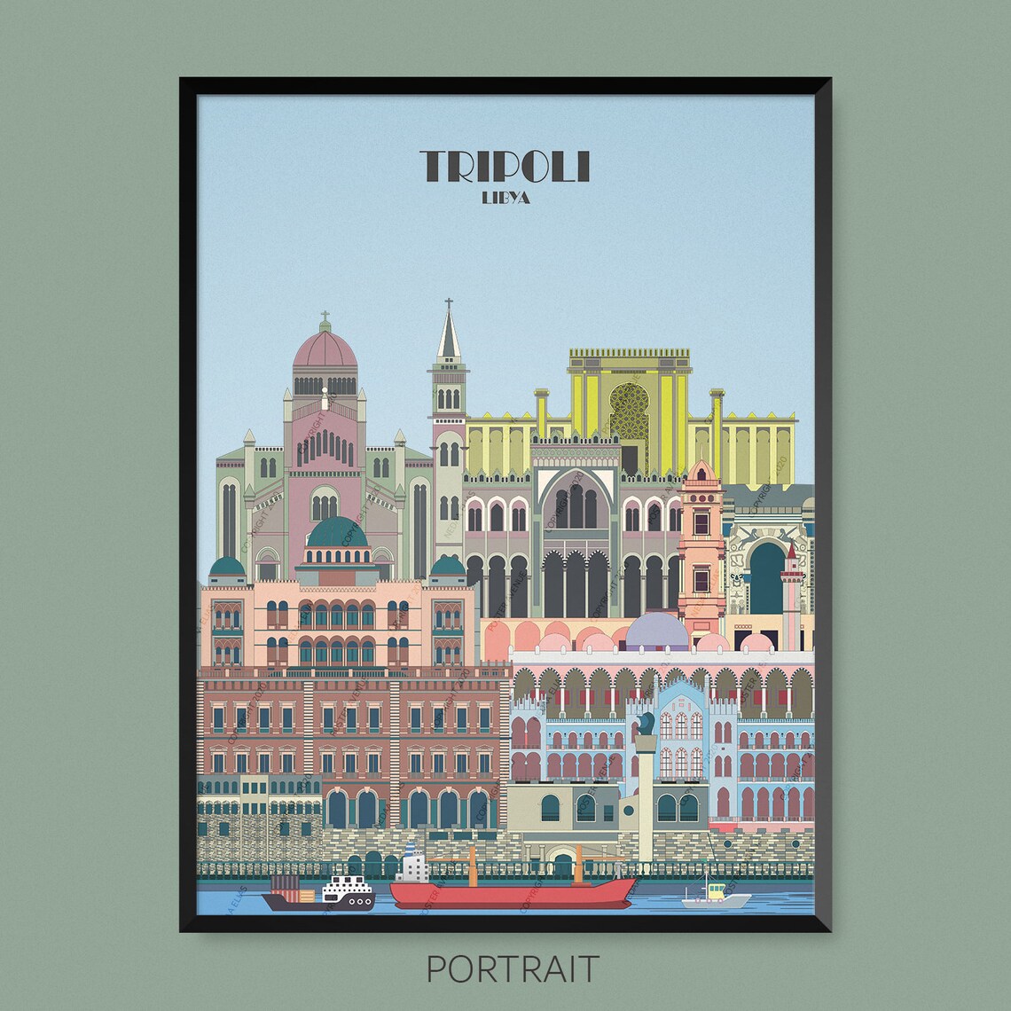 Tripoli Libya Travel Poster City Print Castle - Etsy UK