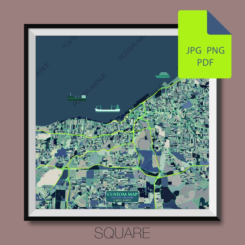 Any Map in Digital Format Detailed and Personalized Wall Art | Etsy