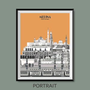 Medina, Saudi Arabia, Travel Poster, City Print, Mosque Sketch, Masjid ...