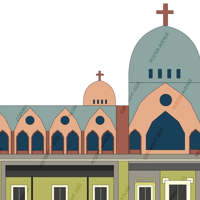 Aswan Egypt Travel Poster City Print Mosque Drawing | Etsy