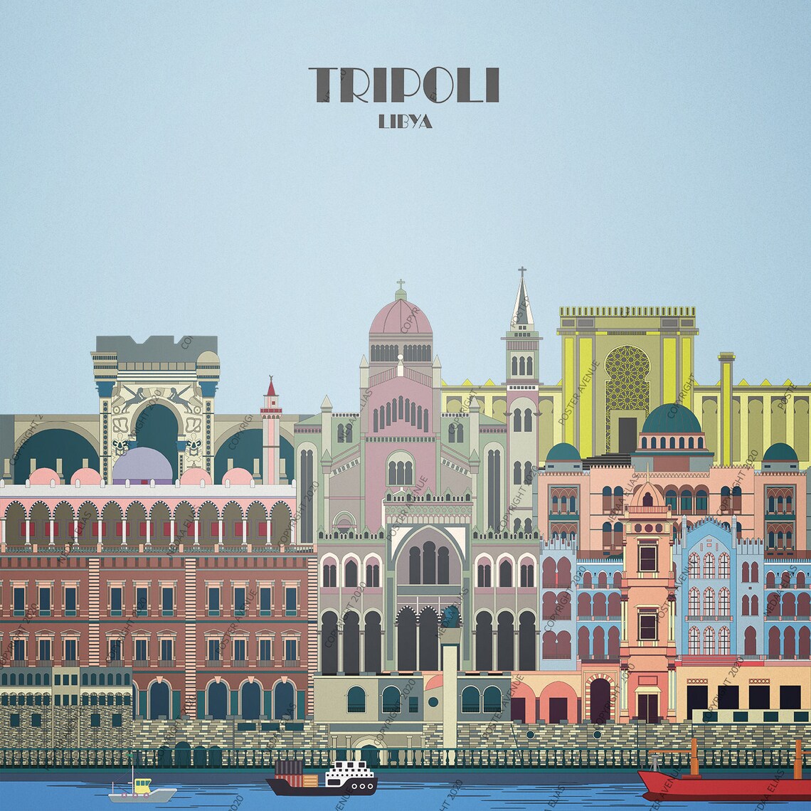 Tripoli Libya Travel Poster City Print Castle - Etsy UK