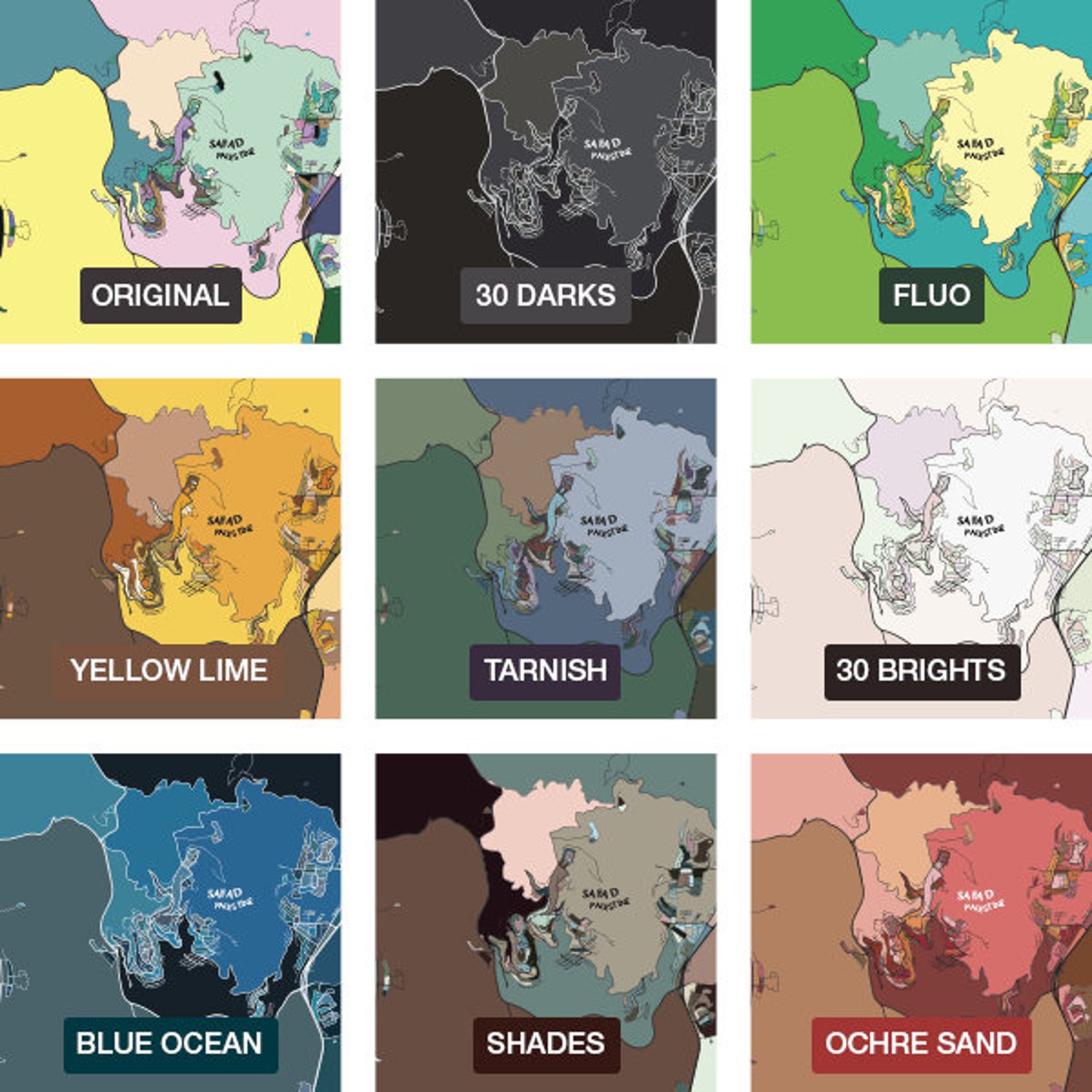 Safad Palestine Map Print Modern Contemporary Chroma Color | Etsy