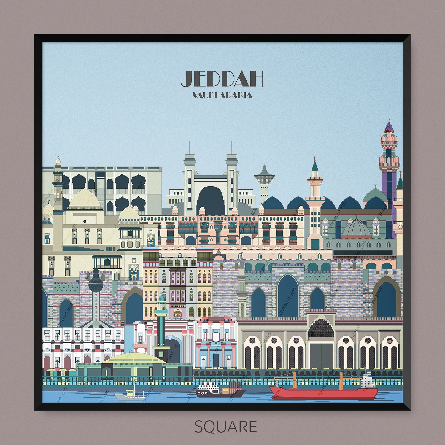 Jeddah Saudi Arabia Travel Poster City Print Museum - Etsy Canada