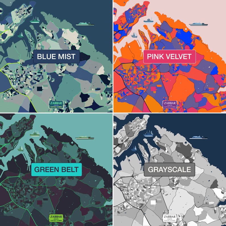 Ħaż-Żabbar Zabbar Malta Map Print Modern Contemporary | Etsy