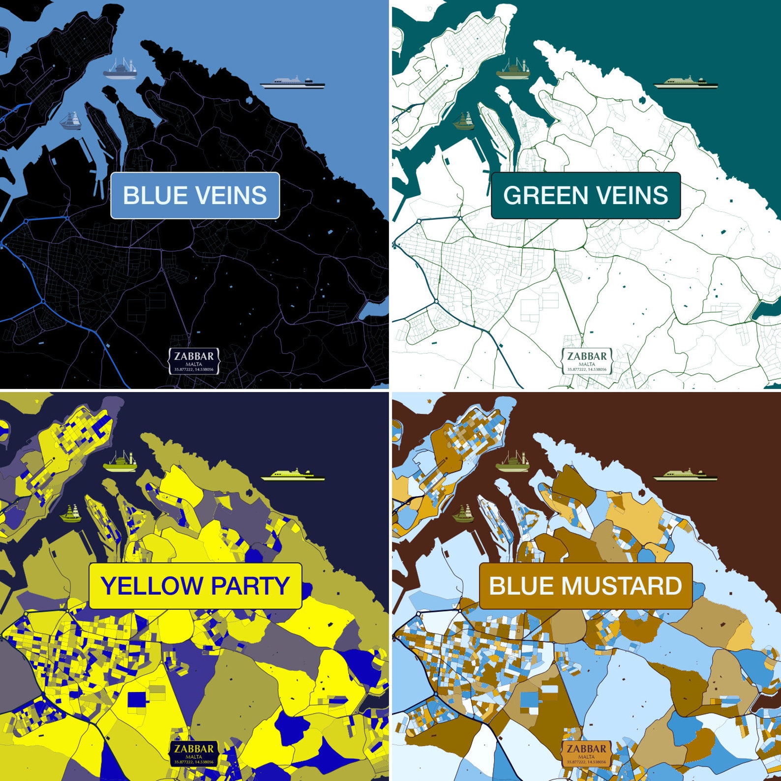 Ħaż-Żabbar Zabbar Malta Map Print Modern Contemporary | Etsy